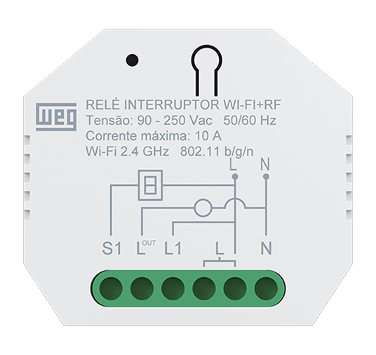 Módulo Relé Interruptor 1 Canal Bivolt Wi-Fi + RF Weg Home | Automação ...